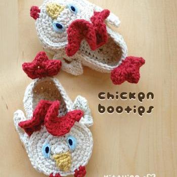 Chicken Rooster Cockerel Cock Baby Booties 2 Crochet PATTERN PDF ...