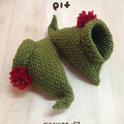 Crochet Pattern Elf Baby Booties For Christmas Holiday Thanksgiving By ...