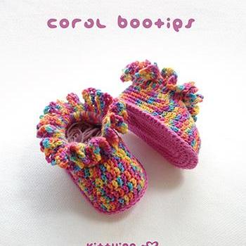 Crochet Coral Baby Booties Newborn Boots Preemie Shoes Crochet Pattern ...